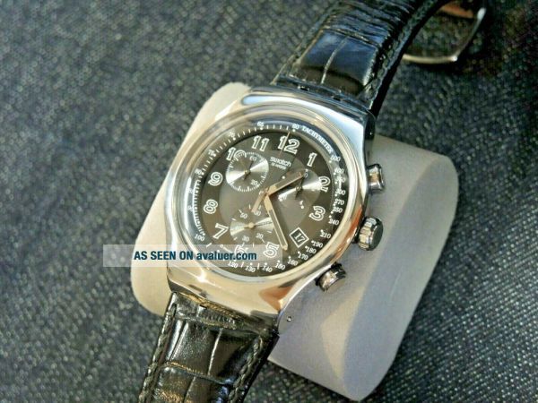 Swatch Watch Chrono Irony YOUR TURN BLACK YOS440 Rare Steel Swiss Date ...