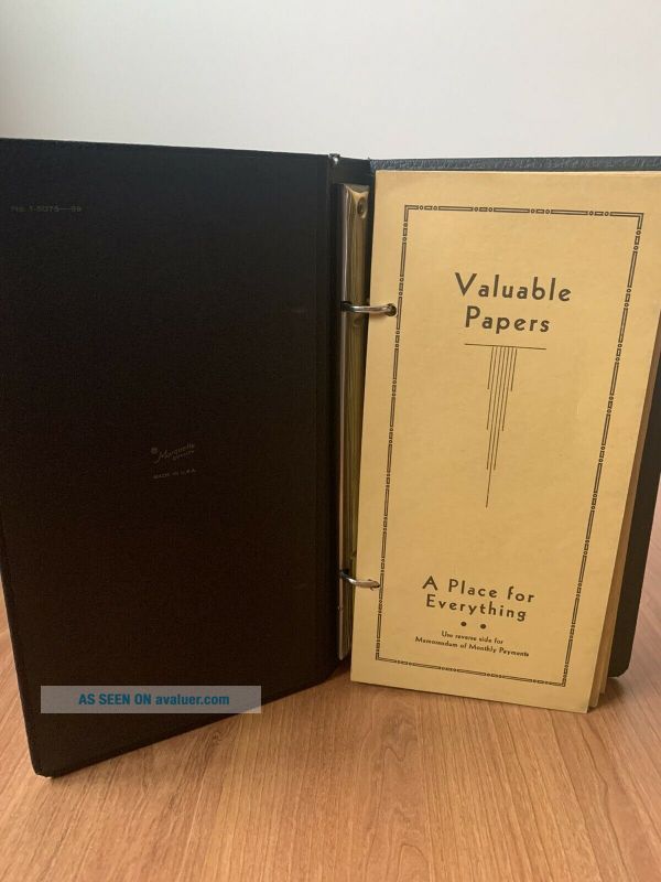 Vintage Marquette Valuable Paper File Binder With Inserts Antique ...