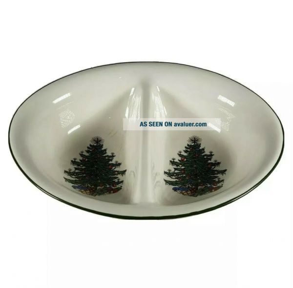 Rare Cuthbertson England Christmas Tree Divided Vegetab Bowl Green Band ...