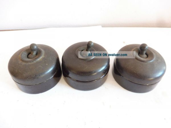 FOUND 3 VINTAGE CRABTREE& EPIC BAKELITE & CERAMIC TOGGLE LIGHT SWITCHS ...
