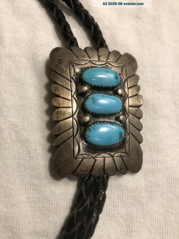 RARE Vintage Native American Navajo Sterling Silver And Turquoise Bolo ...