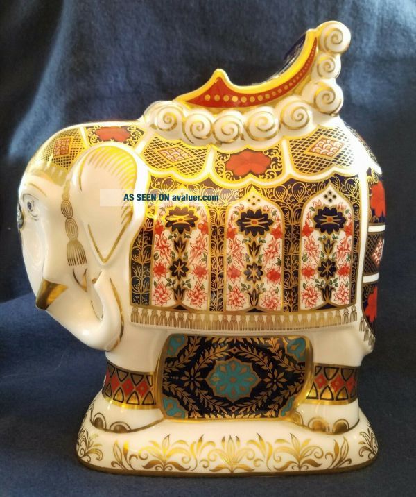 ROYAL CROWN DERBY LARGE ELEPHANT PAPERWEIGHT. PERFECT. GOLD STOPPER ...