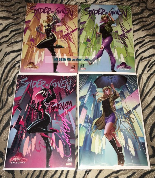 SPIDER GWEN 24 J SCOTT CAMPBELL SIGNED VARIANT SET Of 4 NM GWENOM Rare ...