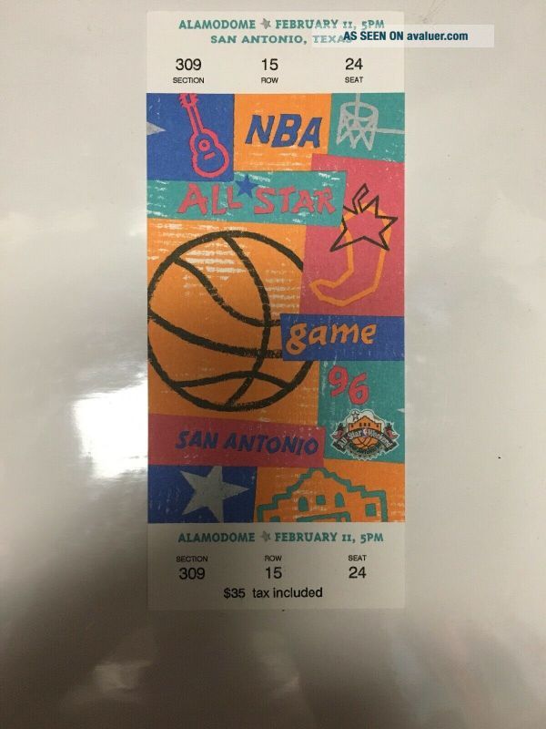 1996 NBA ALL STAR TICKET STUB MICHAEL JORDAN MVP RARE VINTAGE OLD ...