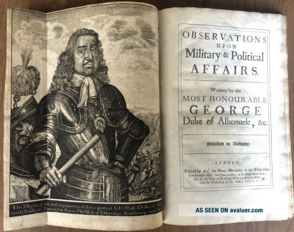 Monck Military Affairs King Charles II English Civil War 1st Ed 1671 ...
