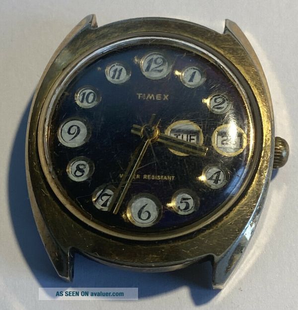 Timex Mens Vintage Automatic Running Gold And Silver Tone Watch Black ...