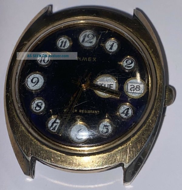 Timex Mens Vintage Automatic Running Gold And Silver Tone Watch Black ...