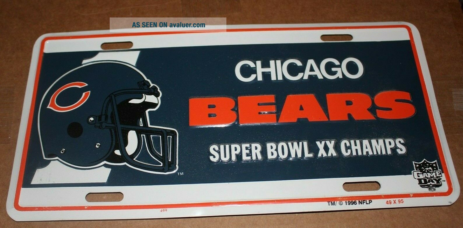 Vintage Chicago Bears Bowl XX Champs License Plate | #31425396