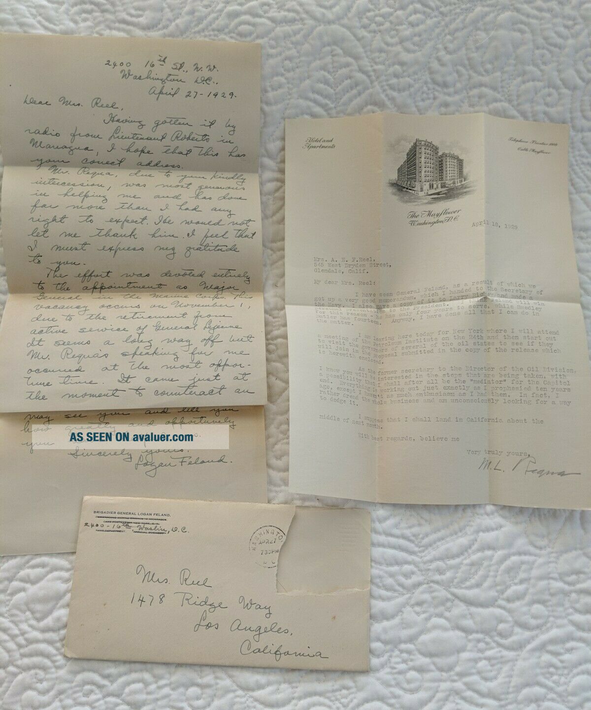 Two Letters One Signed By Major General Of The Marine Corps Logan ...