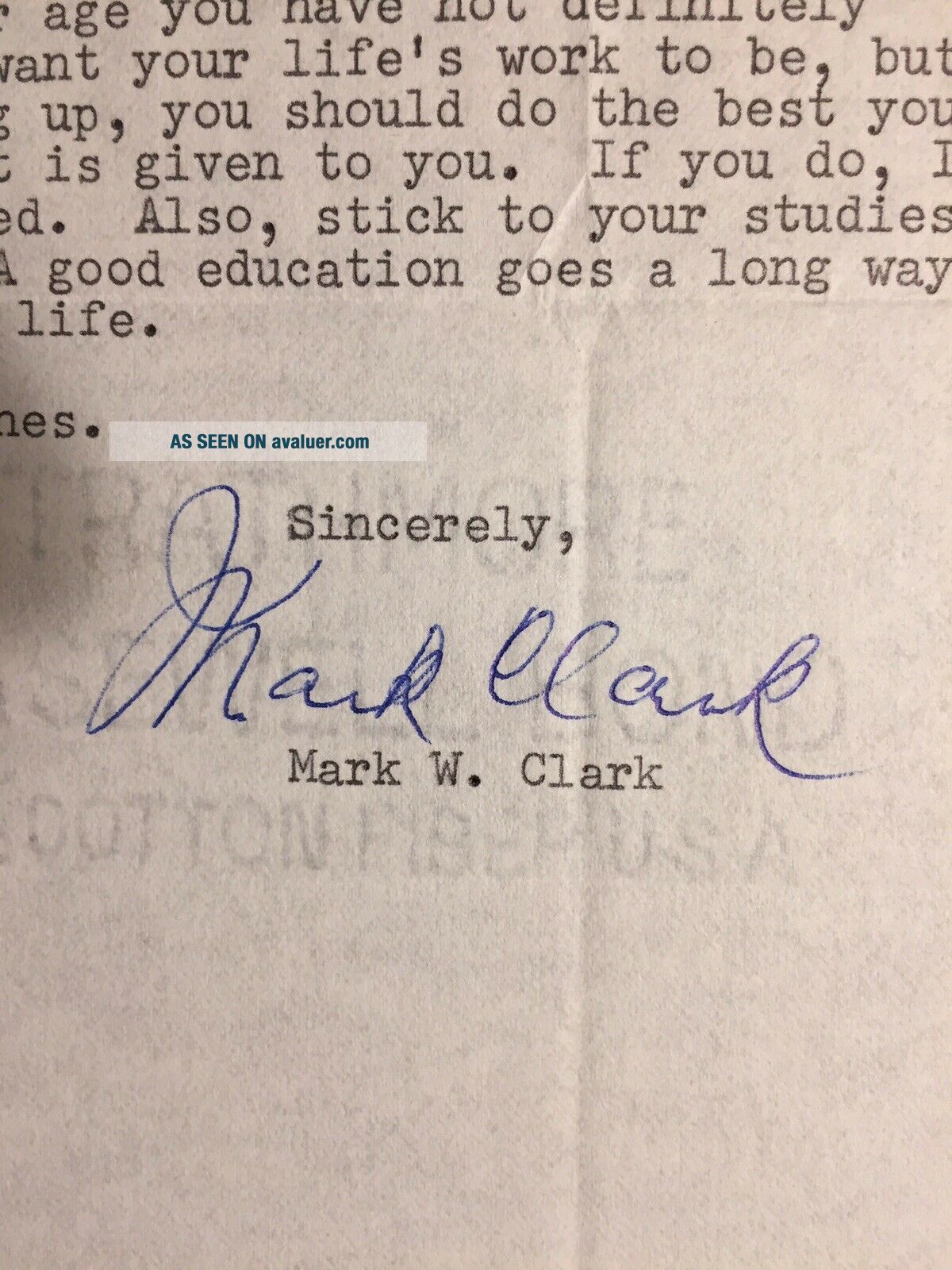 WW2 Mark Clark Signed Letter | #31432509