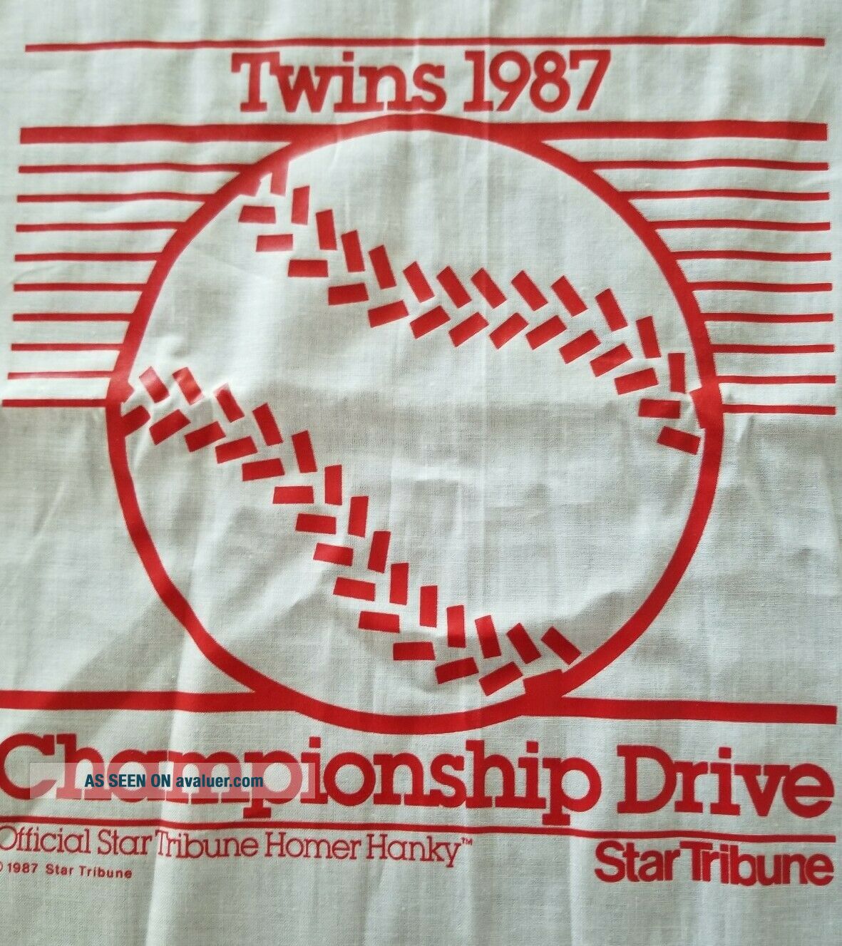 1987 Championship Drive World Series Homer Hanky Minnesota Twins ...