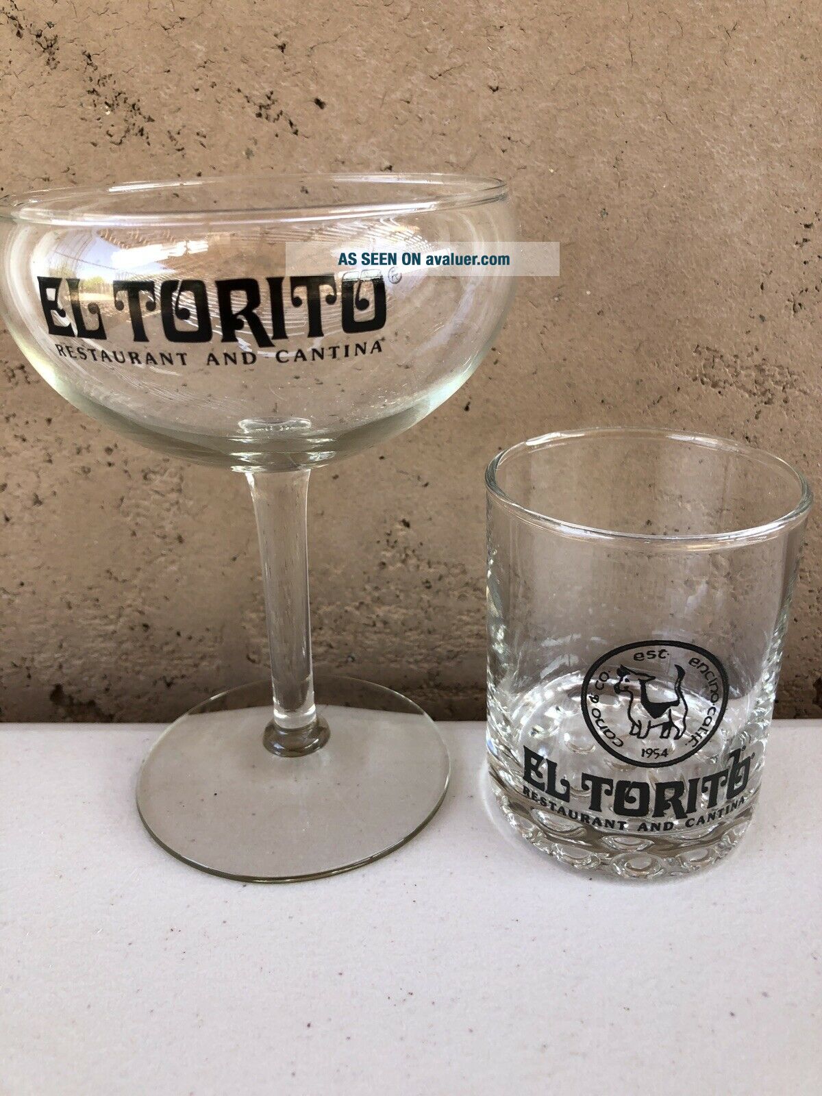 EL TORITO RESTAURANT MARGARITA GLASSES - SALTED Or On The ROCKS | #31509099