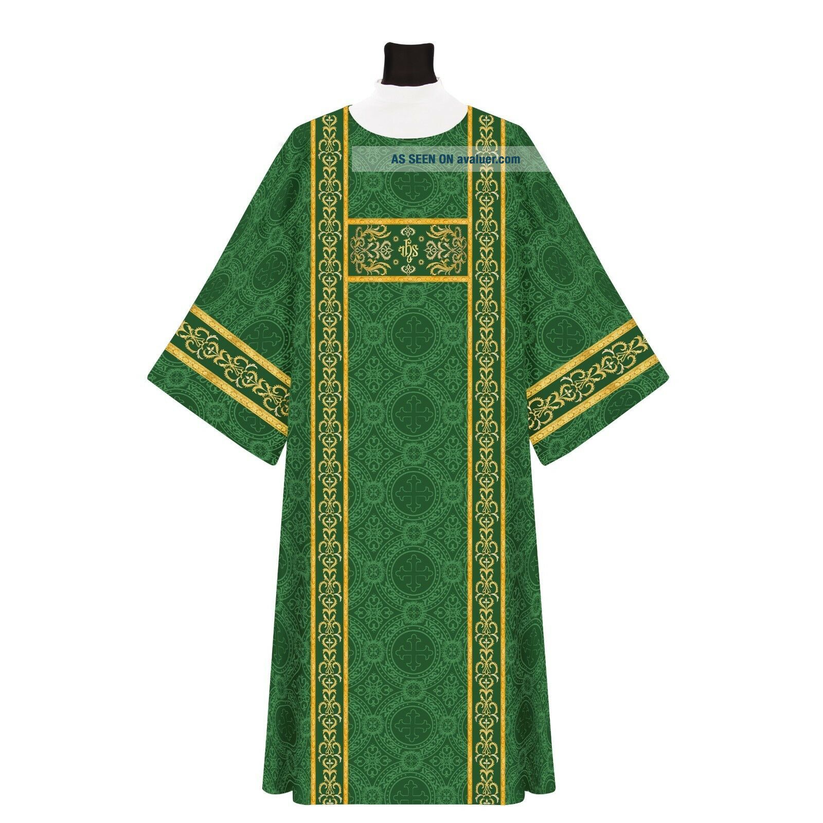 Deacon Dalmatic Vestment In Green With IHS Motif Embroidery And Stole ...