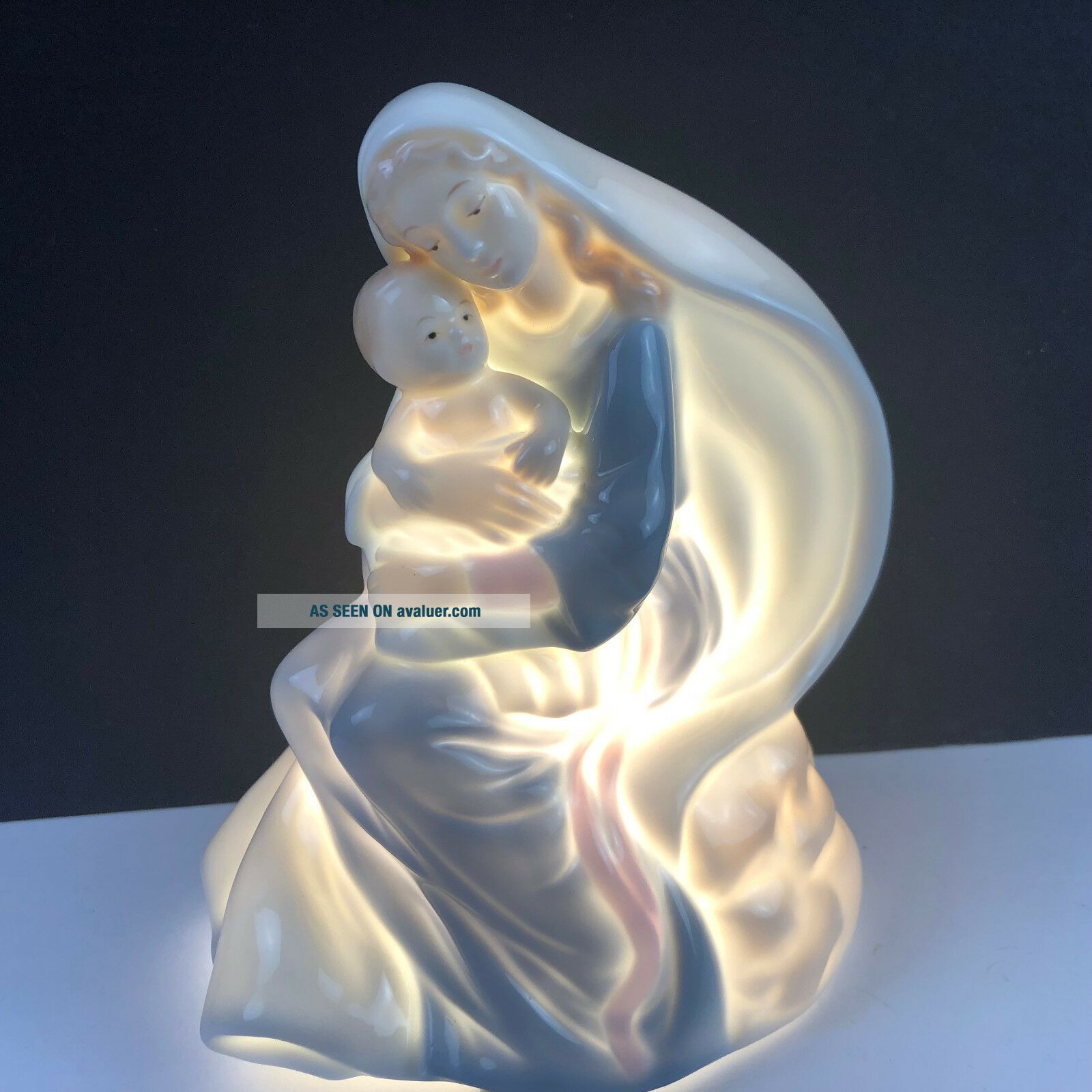 VIRGIN MARY LAMP Holding Baby Jesus Christ UL Listed Spiritual Figurine ...