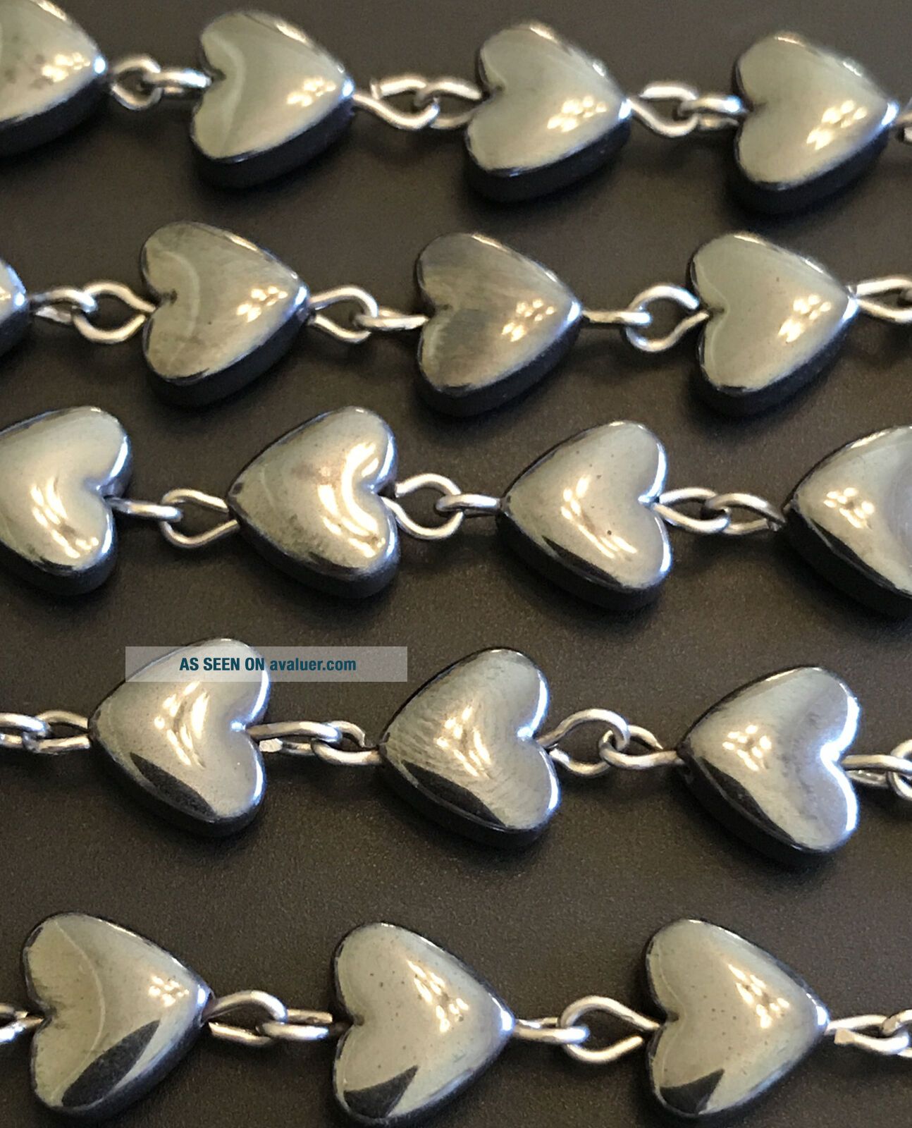 Vintage Catholic Hematite Stone 5Decade Heart Rosary Holy Trilogy ...