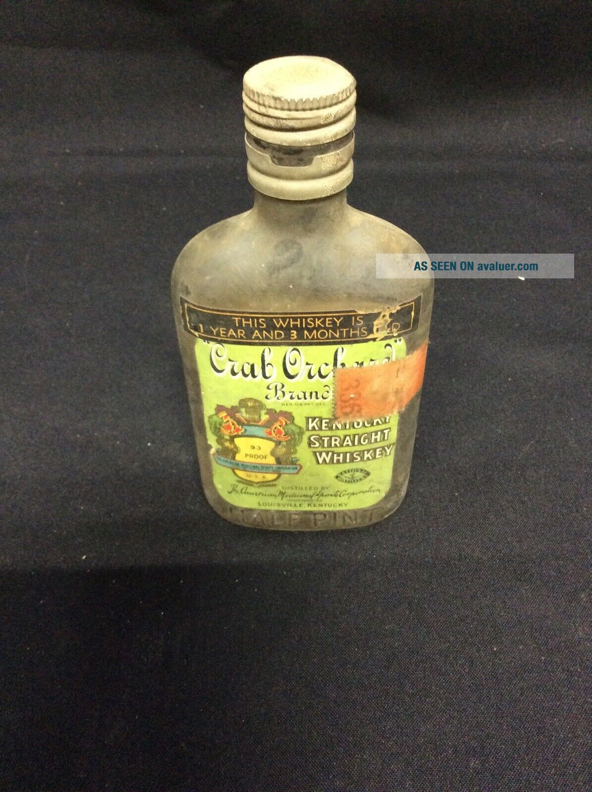 Vintage Pre - Pro Crab Orchard Kentucky Straight Bourbon Whiskey Label ...