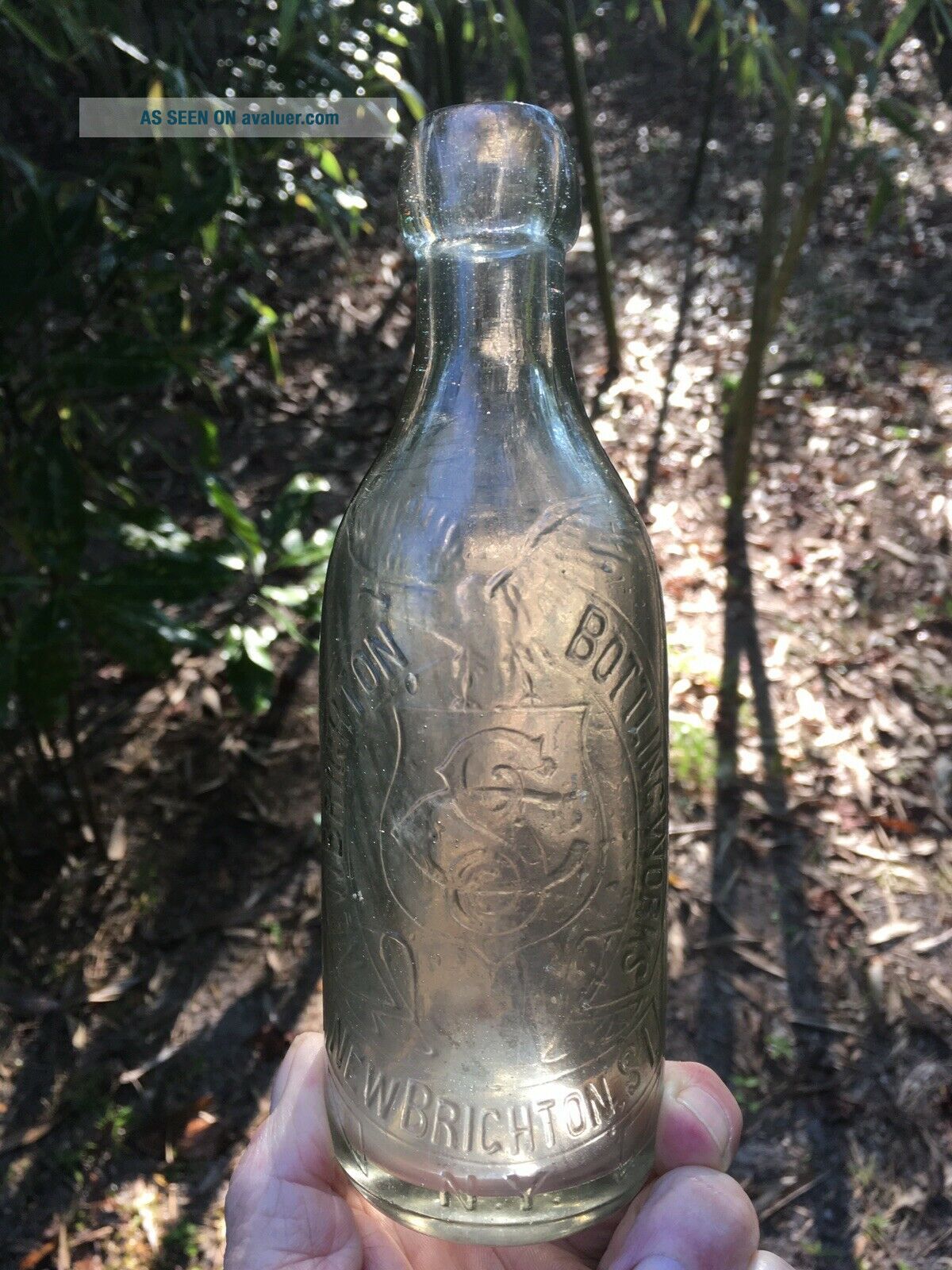 Old Blob Top NY Soda Water Bottle Brighton Staten Island Embossed EAGLE ...