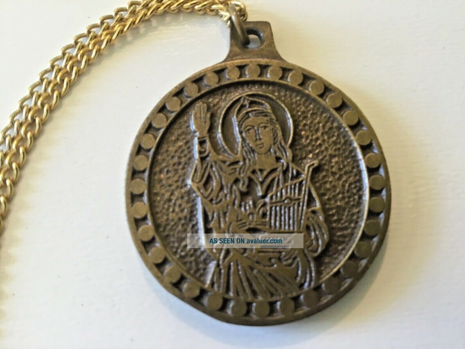 St Cecilia Church Bronze Medallion Gold Necklace 1882 - 1982 By Mosack ...