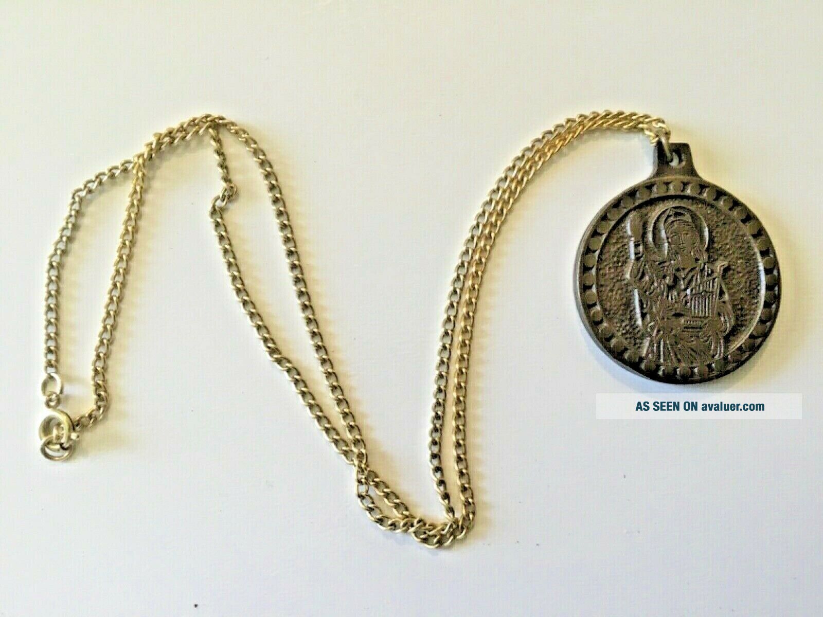 St Cecilia Church Bronze Medallion Gold Necklace 1882 - 1982 By Mosack ...