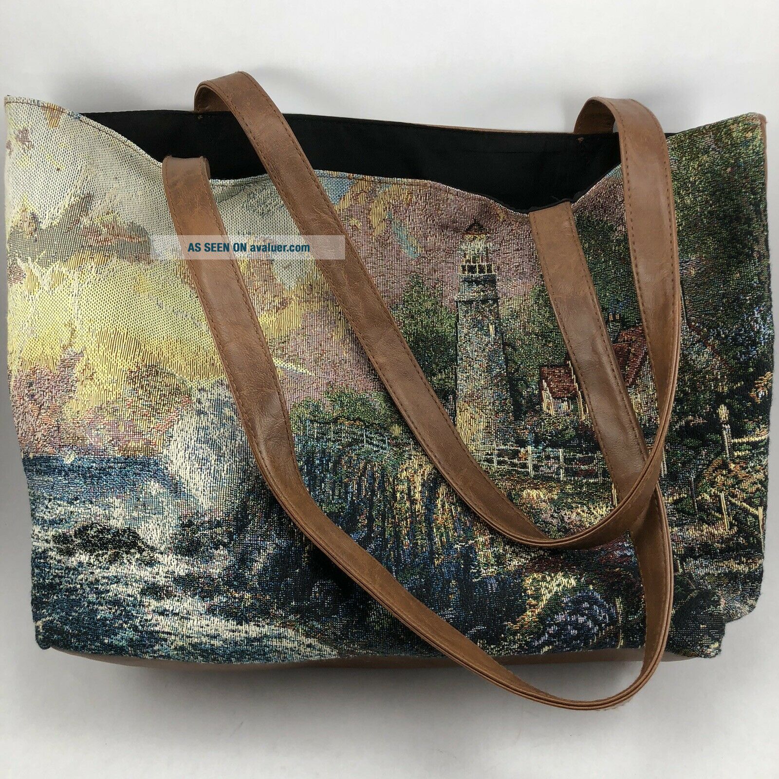 Thomas Kinkade Lighthouse The Light Of Peace Tapestry Tote Bag | #31748561