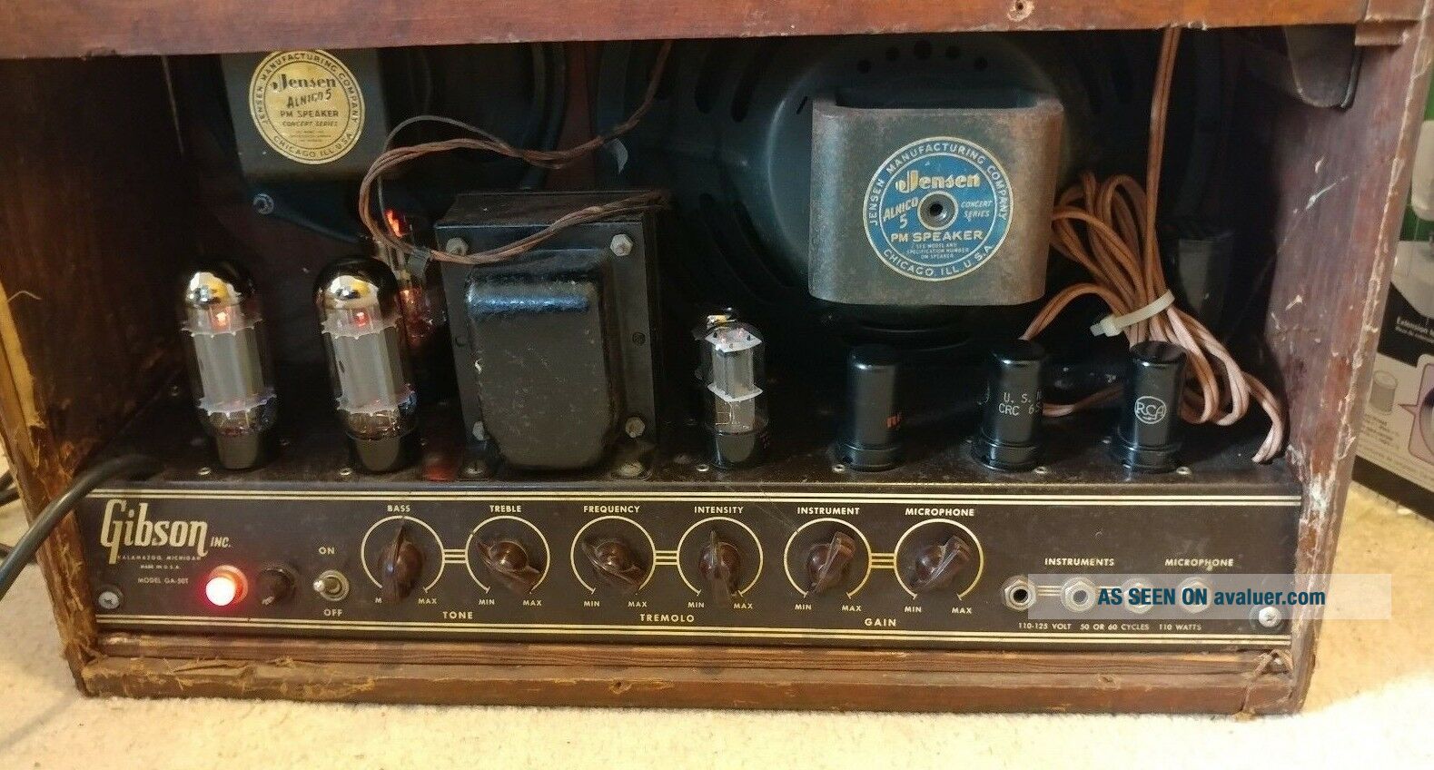 RARE 1950 ' S Gibson GA50T Vintage Tube Amplifier Gd Shape. W/orig ...