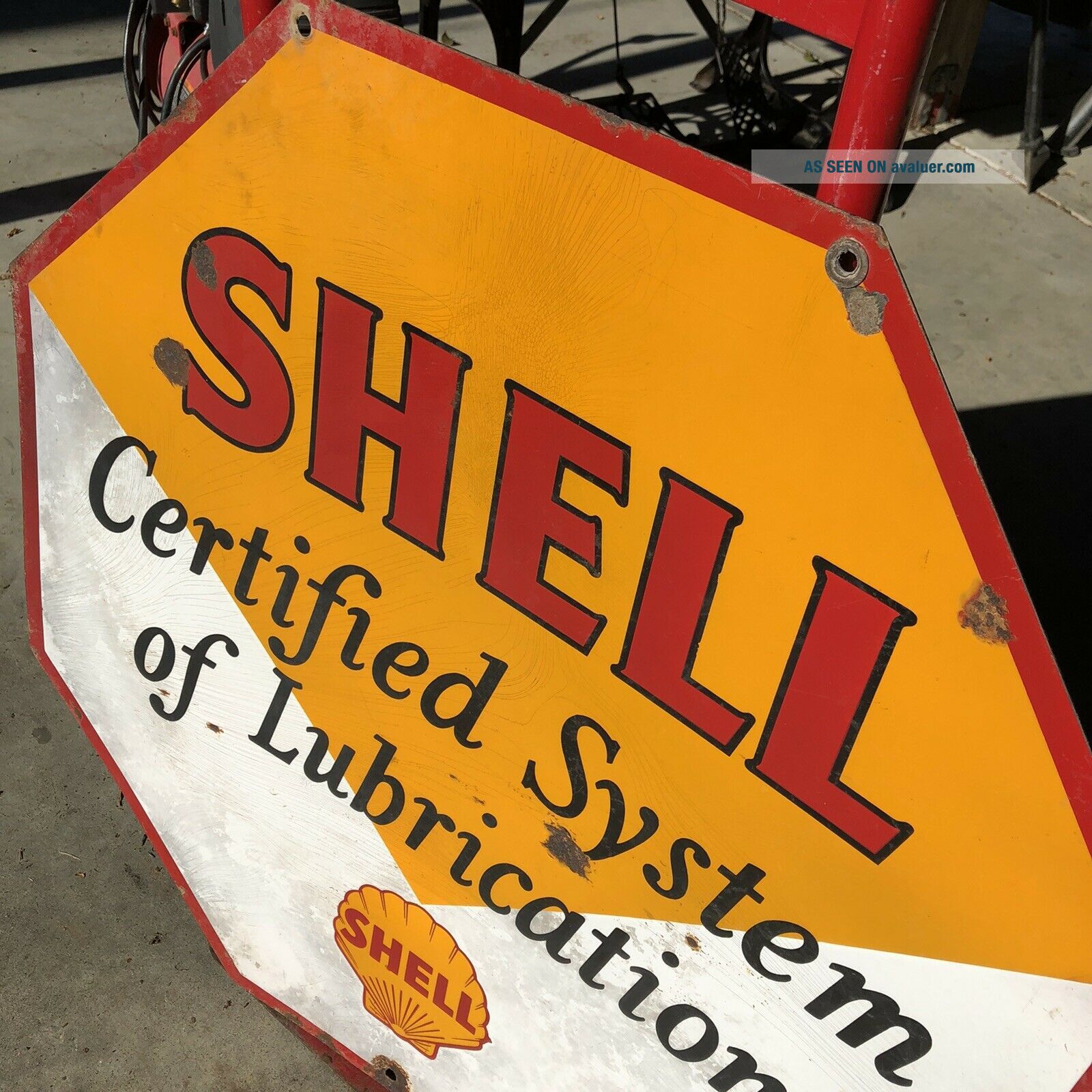 Very RARE 1930s SHELL Gas Station DSP Porcelain Octagon 30x30 Oil Sign ...