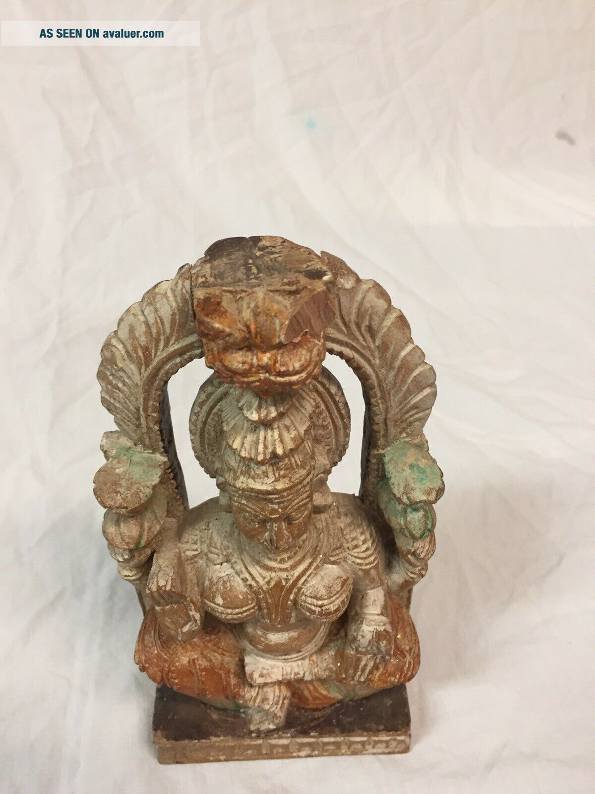 Vintage Old Rare Fine Hand Carved Wood Hindu Money Goddess Laxmi Figure ...