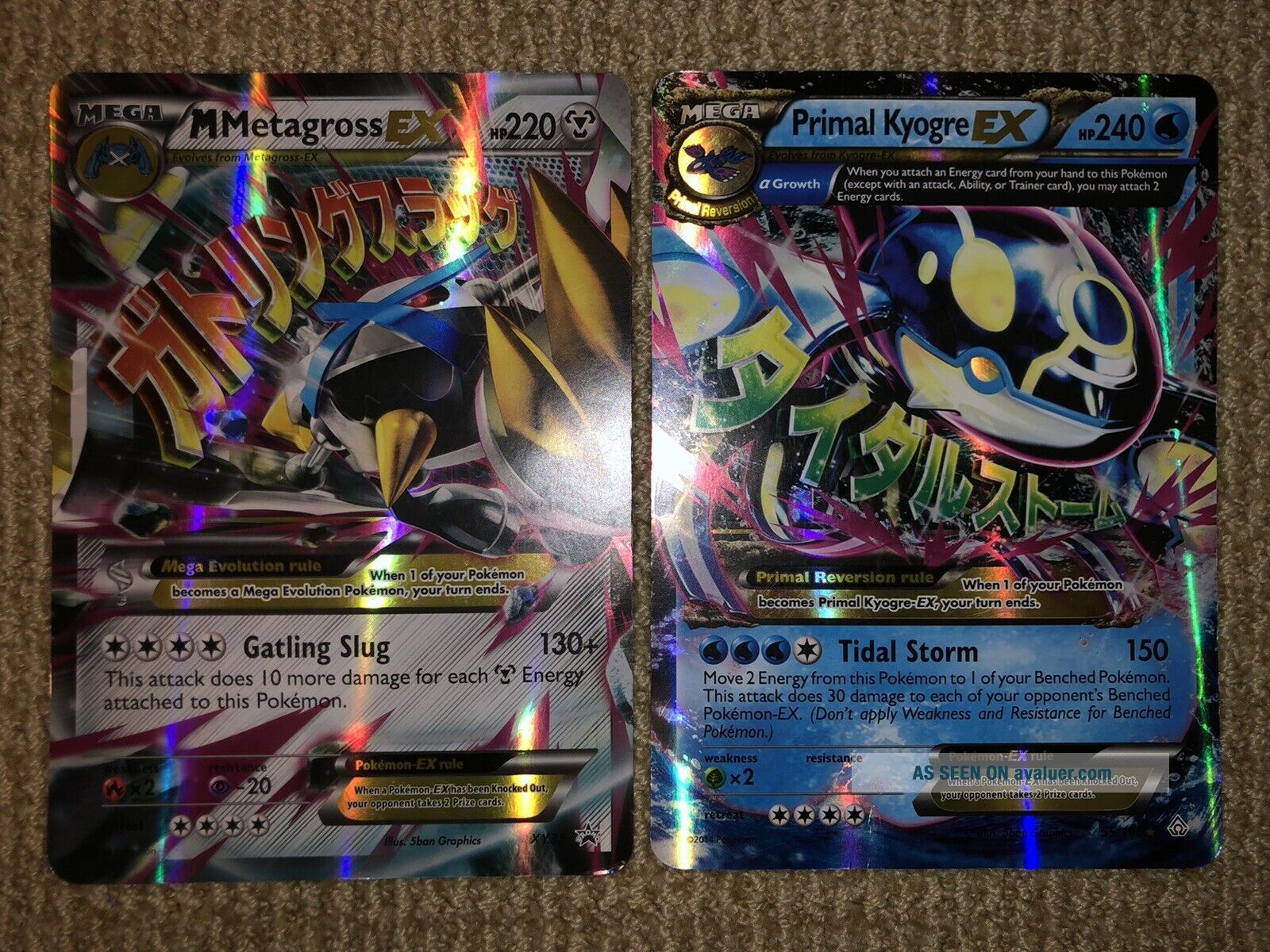 2X JUMBO POKEMON CARD MEGA METAGROSS PRIMAL KYOGRE EX NEAR RARE FULL ...
