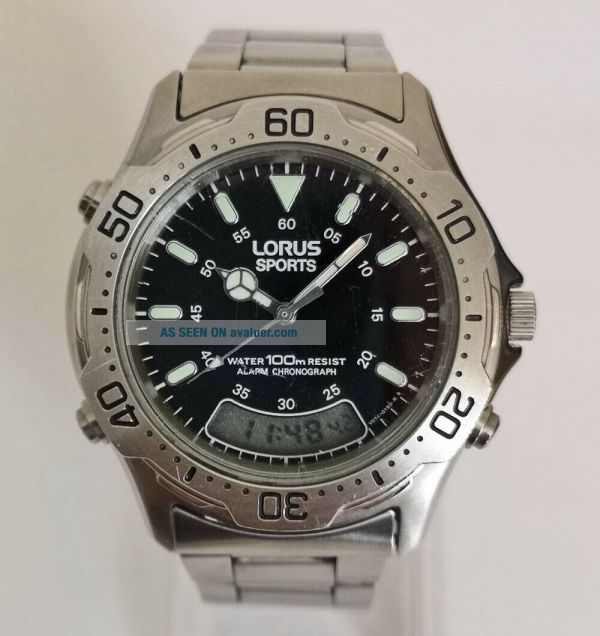 Lorus By Seiko V071 Men ' S Quartz Analogue Digital Watch All Stainless ...