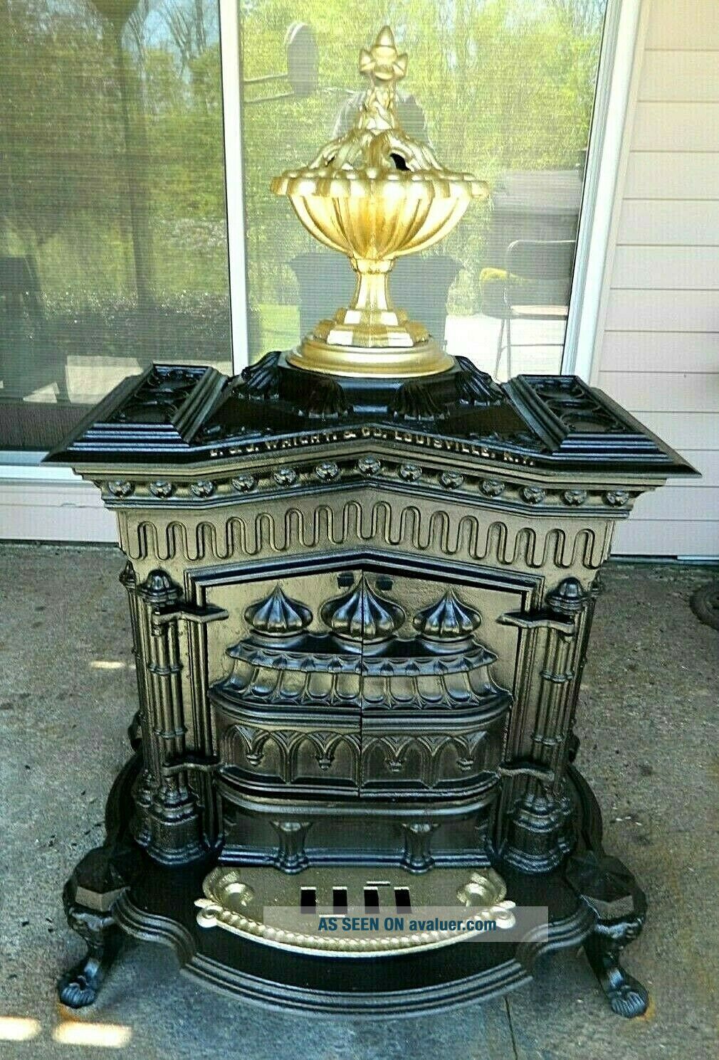 Antique 1881 Rare Ornate Cast Iron Parlor Stove By D & J Wright ...