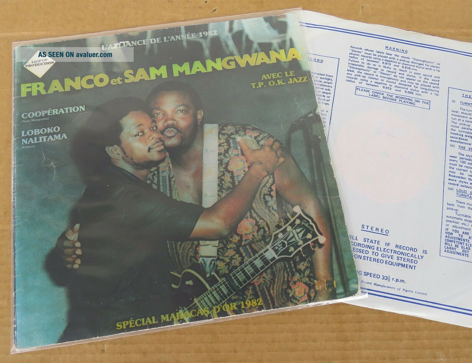 FRANCO ET SAM MANGWANA LP Avec Le T. P. O. K. Jazz RARE 1st Pressing ...