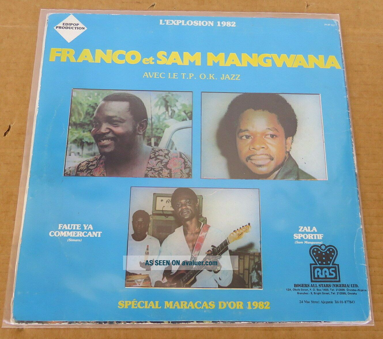 FRANCO ET SAM MANGWANA LP Avec Le T. P. O. K. Jazz RARE 1st Pressing ...