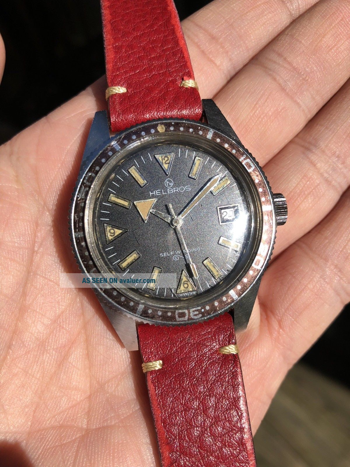 1960’s Vintage Helbros Swiss Skin Diver Watch Rare Tropical Bezel ...