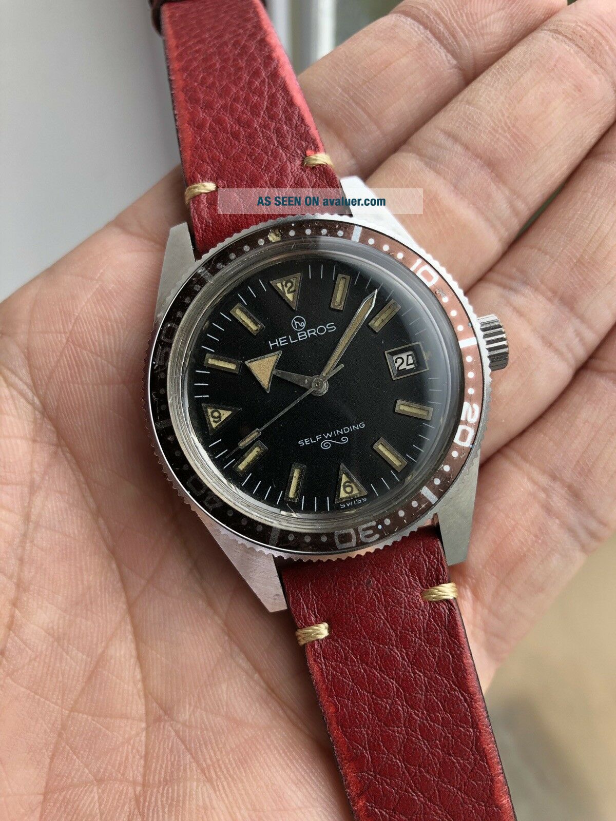 1960’s Vintage Helbros Swiss Skin Diver Watch Rare Tropical Bezel ...