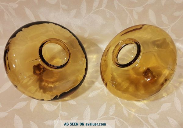 A Antique Vintage Amber Glass Oil Lamp Fonts. | #42635712