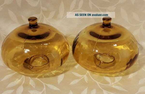 A Antique Vintage Amber Glass Oil Lamp Fonts. | #42635712