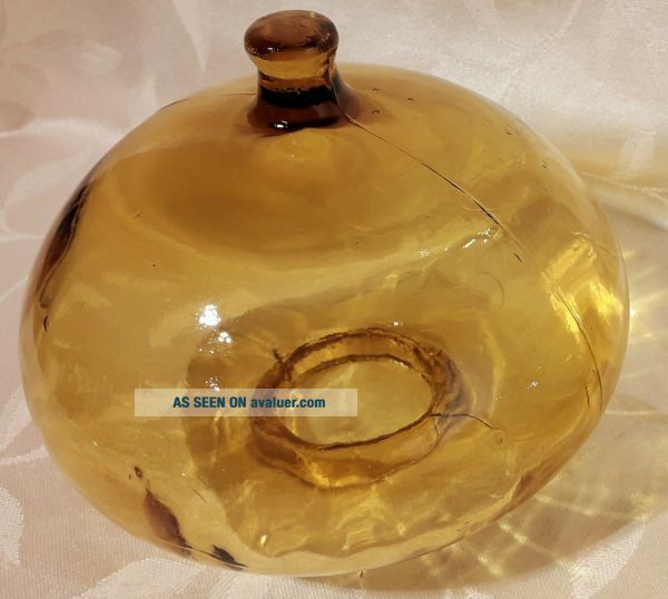 A Antique Vintage Amber Glass Oil Lamp Fonts. | #42635712