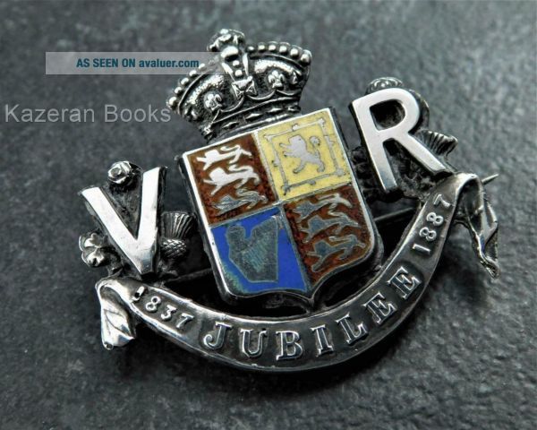 Antique Silver Enamel Queen Victoria 1887 Golden Jubilee Pin Brooch ...