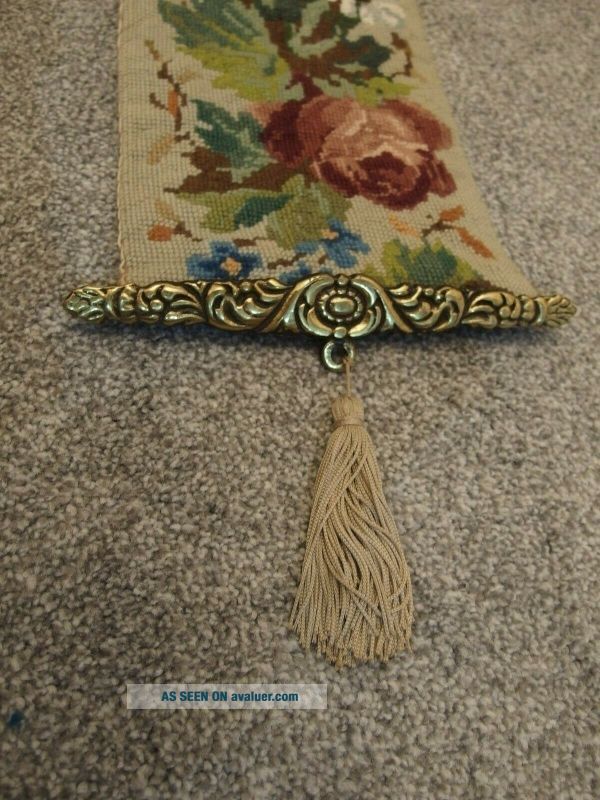 Vintage Tapestry Bell Pull Or Wall Hanging Brass Ends | #42641761