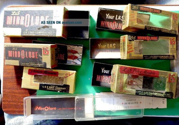 7 Vintage L&S Fishing Lure Boxes And Inserts Mirrolure Lemaster Bass ...