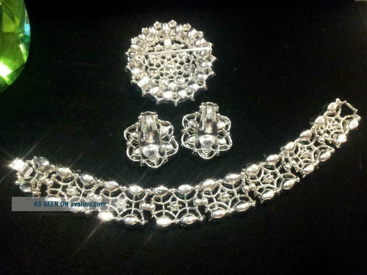 VTG RARE MEGA COLLECTOR ' S SIGNED CROWN TRIFARI 3 PC SET W EMERALD ...