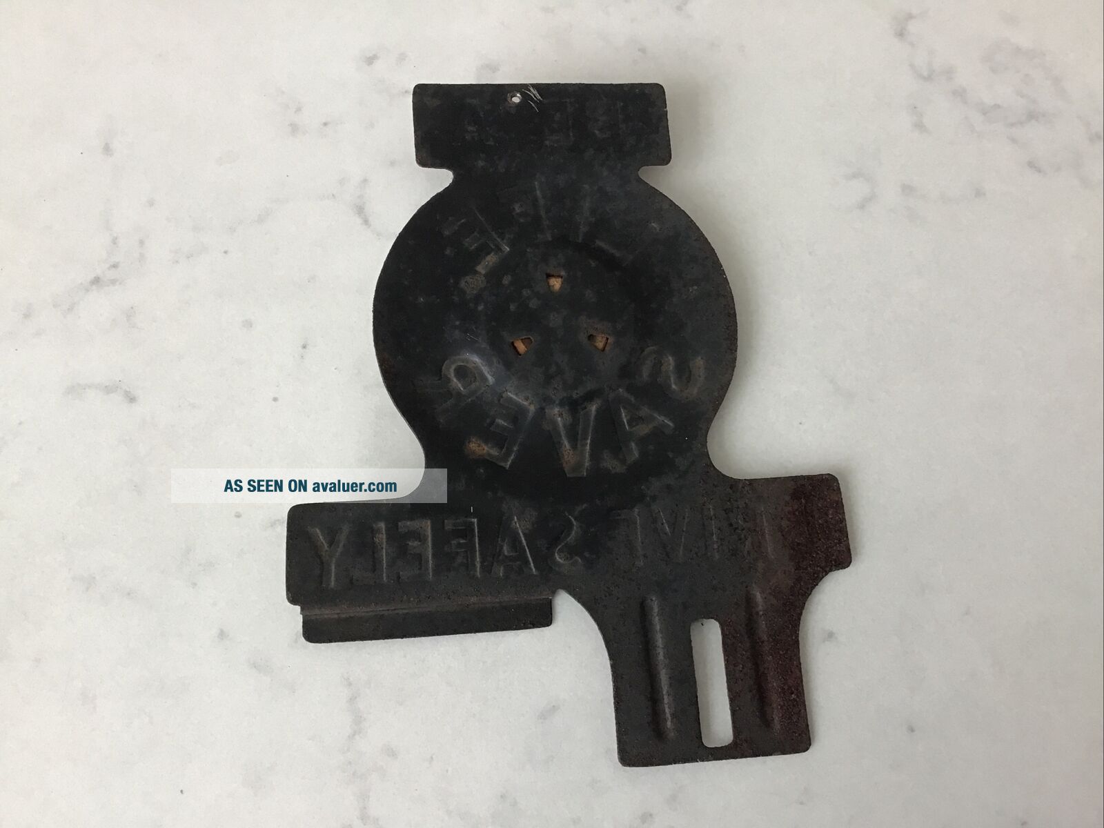 Rare BE A LIFE SAVER License Plate Topper Metal Antique Red Glass ...