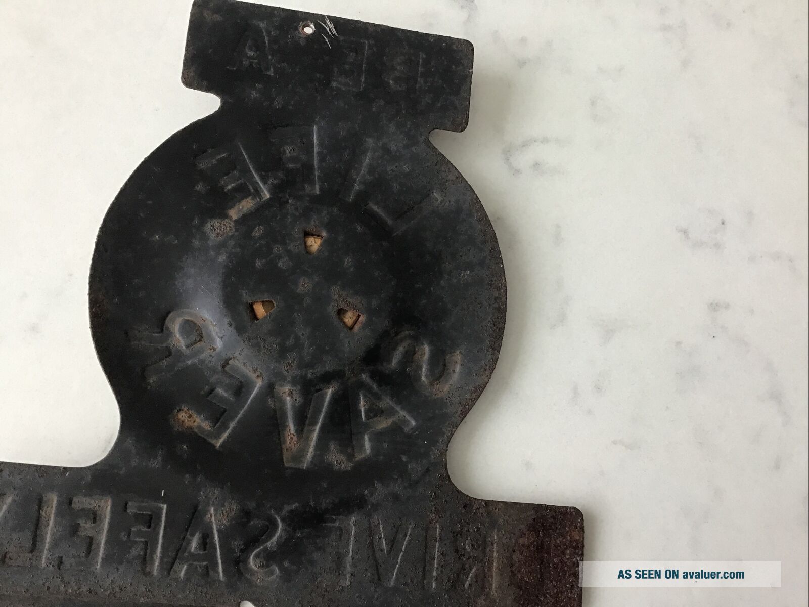 Rare BE A LIFE SAVER License Plate Topper Metal Antique Red Glass ...
