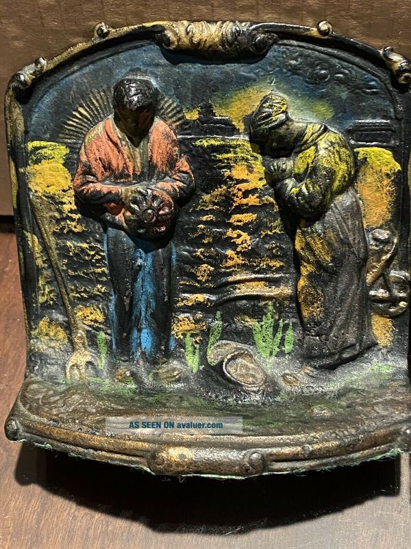 Antique Cast Iron Bookends - The Angelus | #42753708