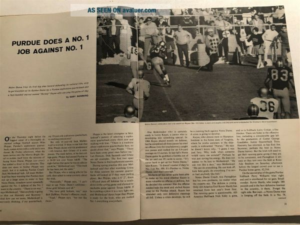 1967 Sports Illustrated NOTRE DAME Fighting IRISH PURDUE Mike PHIPPS No ...