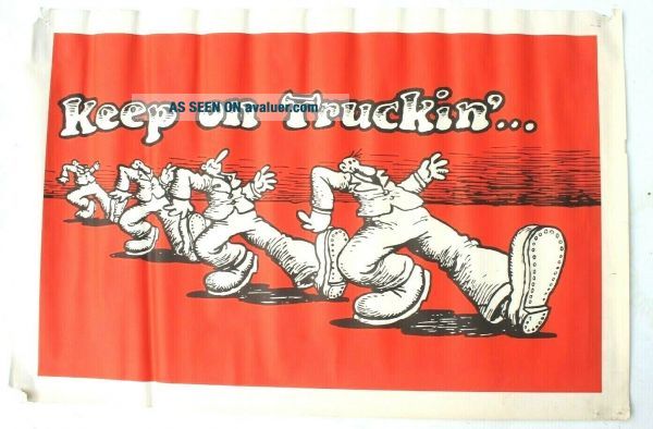 Vintage R. Crumb 1960s Animation " Keep On Truckin " BLACK LIGHT POSTER ...