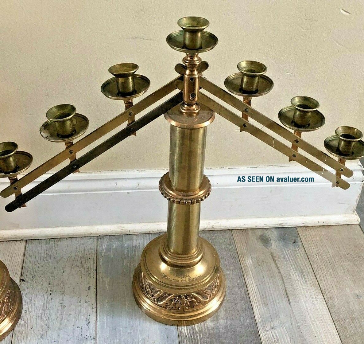 GORGEOUS RARE ANTIQUE CATHOLIC CHURCH ALTAR GOLD CANDELABRA & PASCHAL ...