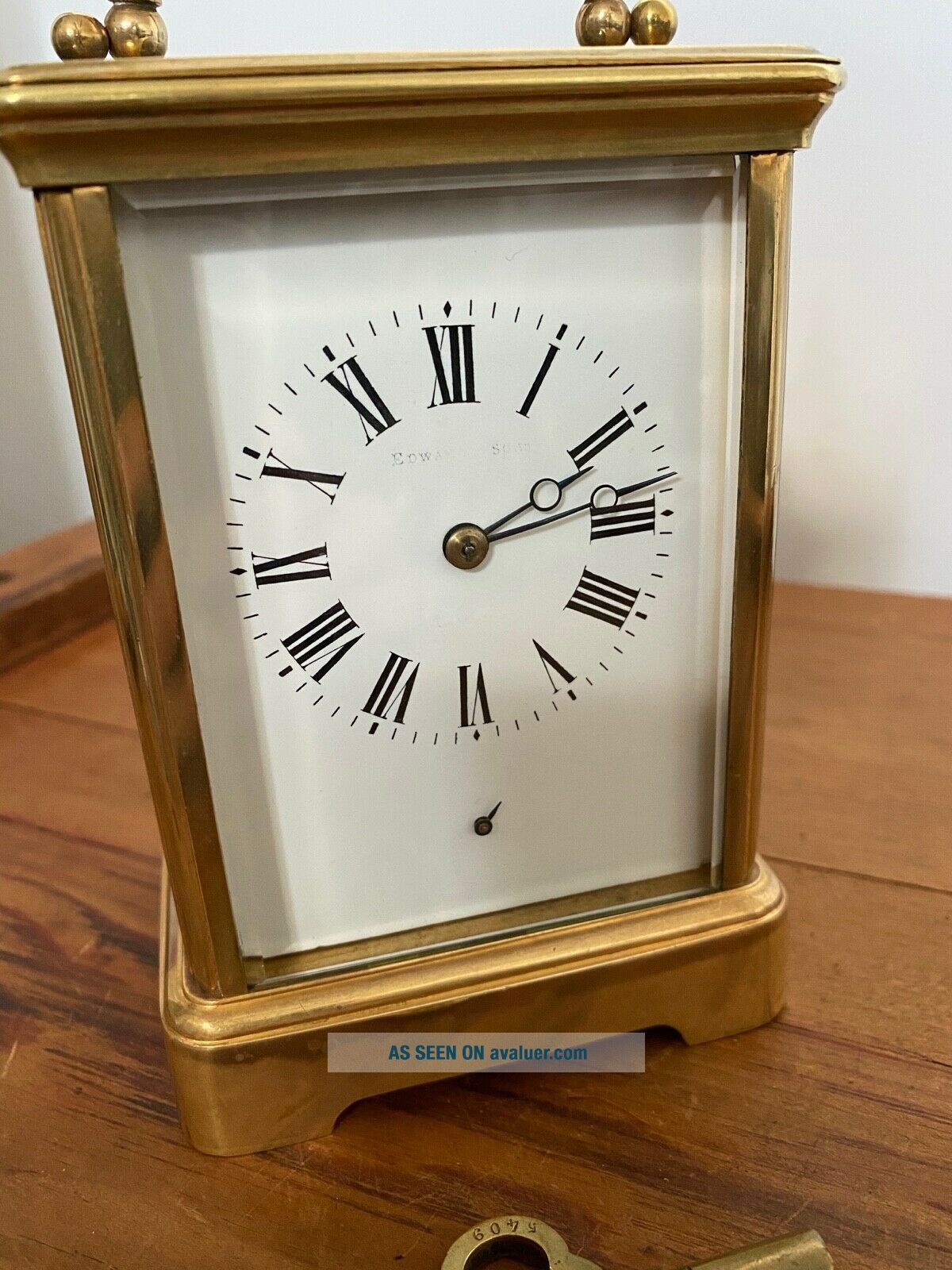 RARE ANTIQUE 19TH C BRASS CASED CARRIAGE CLOCK WITH ALARM EDWARDS ...