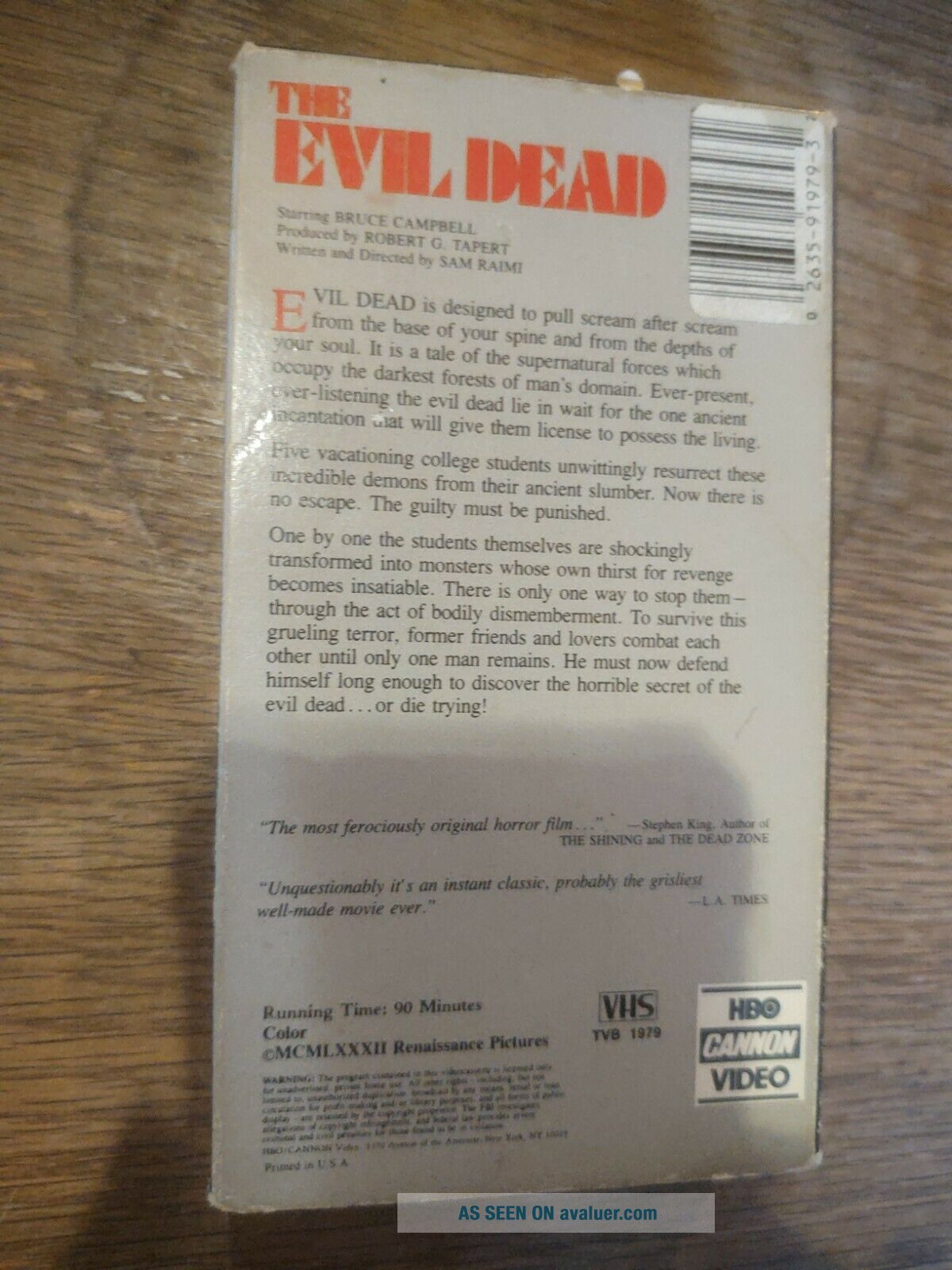 The Evil Dead VHS Cannon Rare Horror HBO. Plays Great Tape. Video ...