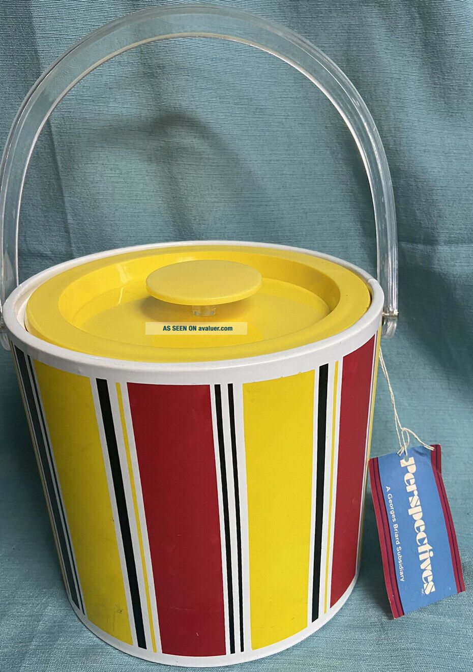 RARE Vintage Georges Briard Yellow Red Stripe Beach Pool Summer Ice ...
